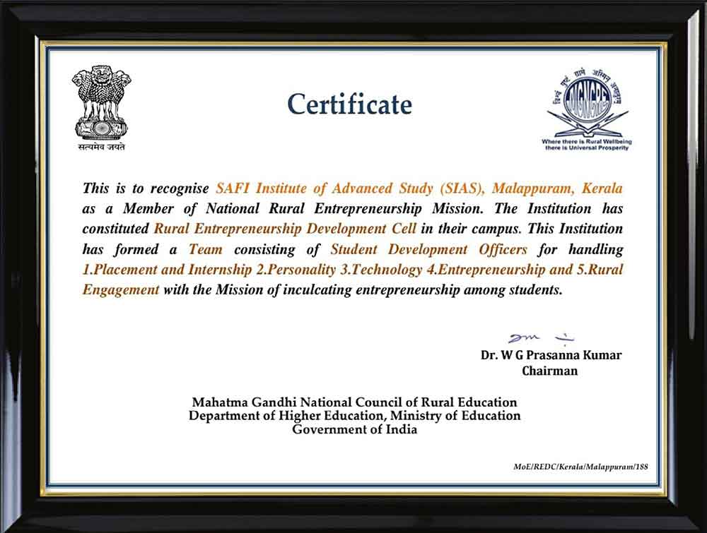 Recognitions | SAFI Institute of Advanced Study (Autonomous)